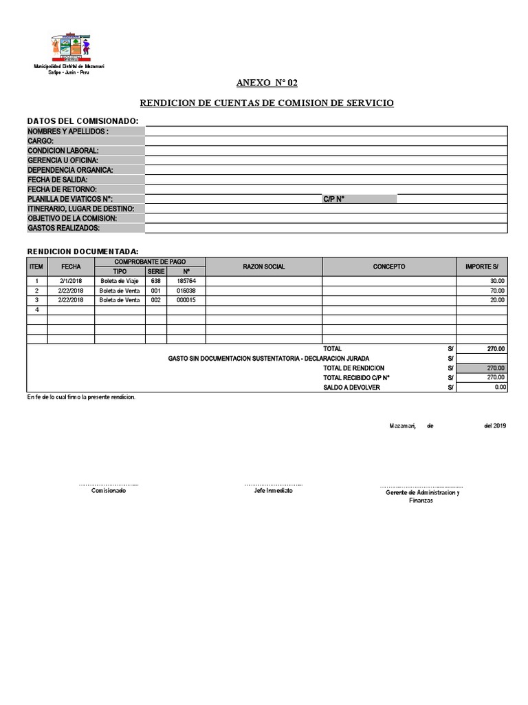 Formatos de Rendicion de Gastos - Actualizado | PDF | Política | Gobierno