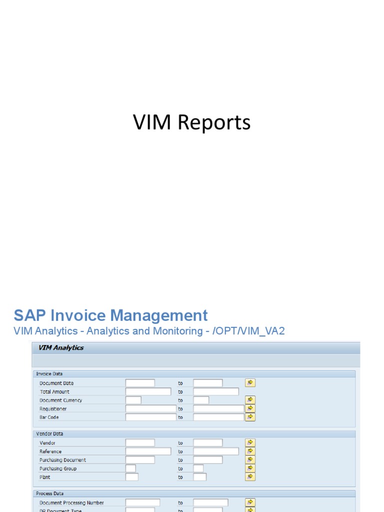 VIM Analytics and Reports Overview | PDF
