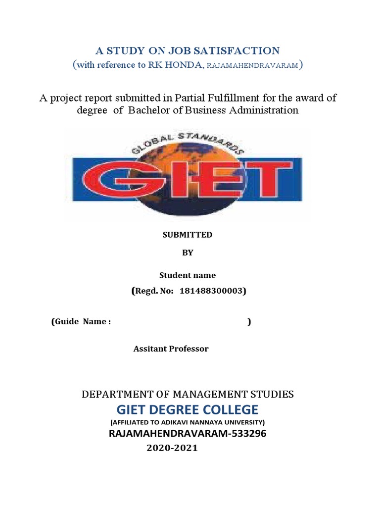 Bba Project Work-1 | PDF