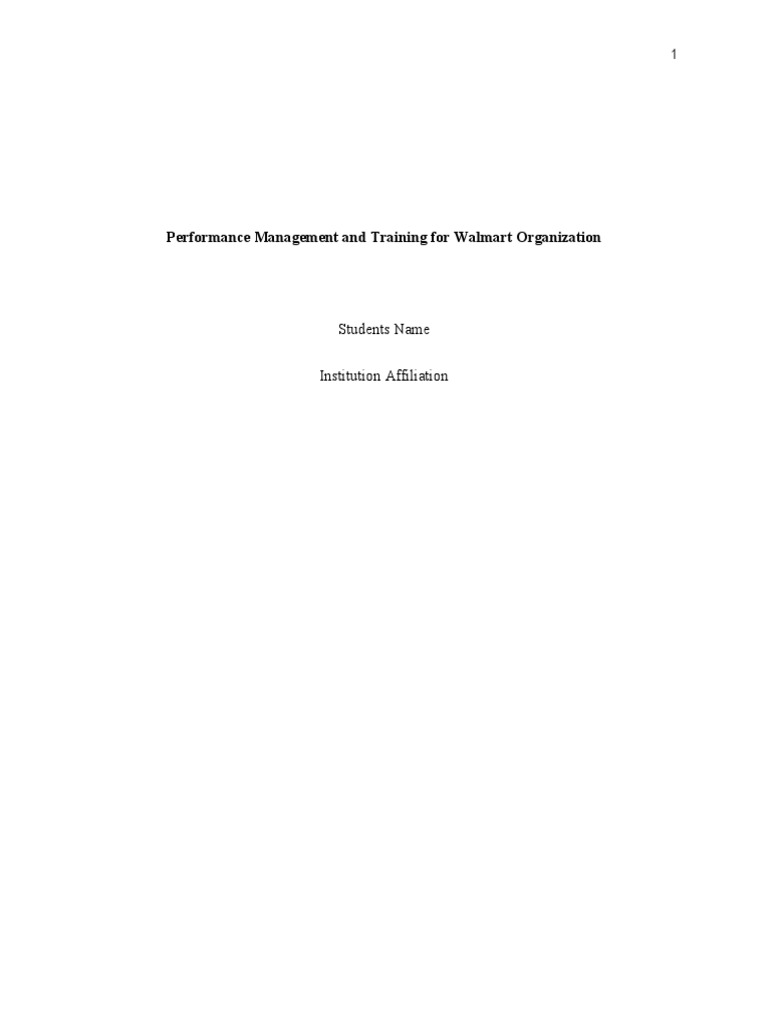 Performance Management and Training For Walmart Organization | PDF ...