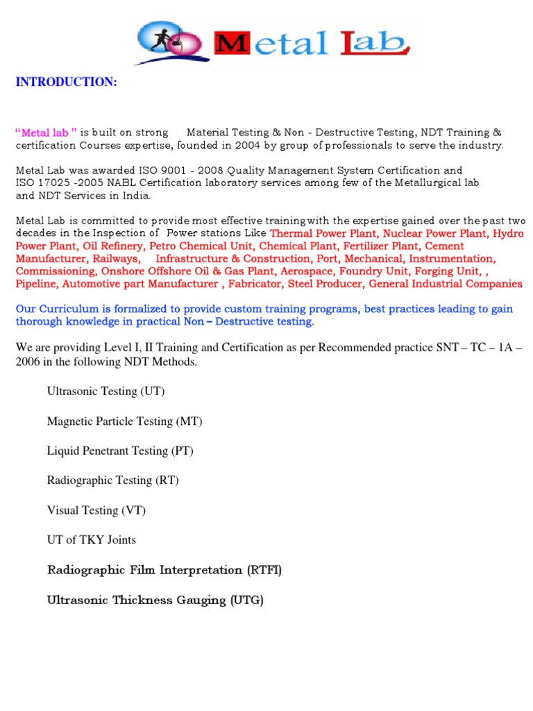 NDT Training Course Brochure | PDF | Nondestructive Testing | Ultrasound