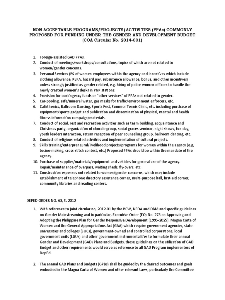 NON ACCEPTABLE GAD PPAs | PDF | Policy | Government