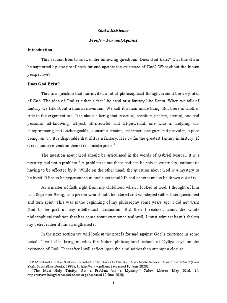 Gods Existence Proofs For and Against | PDF | Existence Of God ...