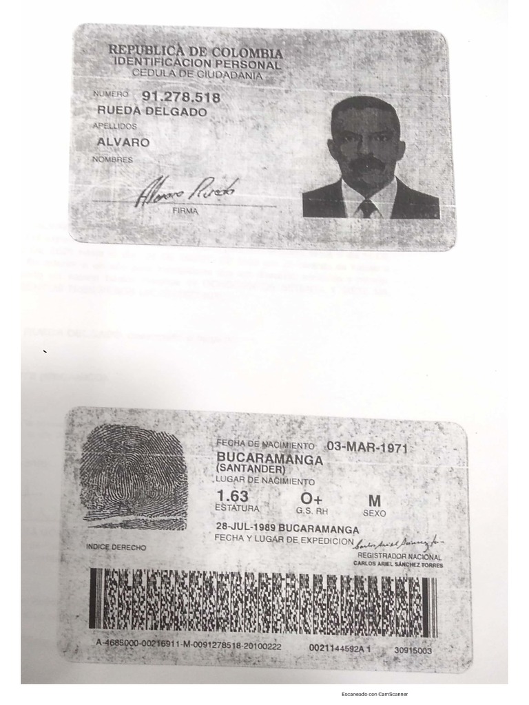 Cedula Alvaro Rueda | PDF