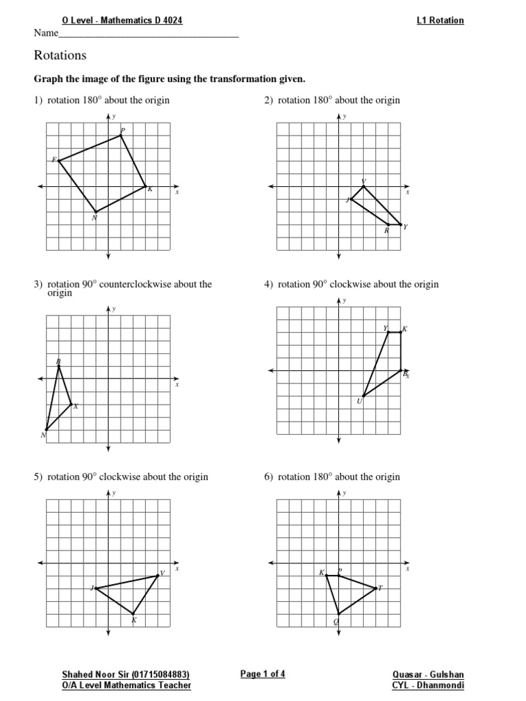 Rotations: Graph The Image of The Figure Using The Transformation Given | PDF | Geometric ...