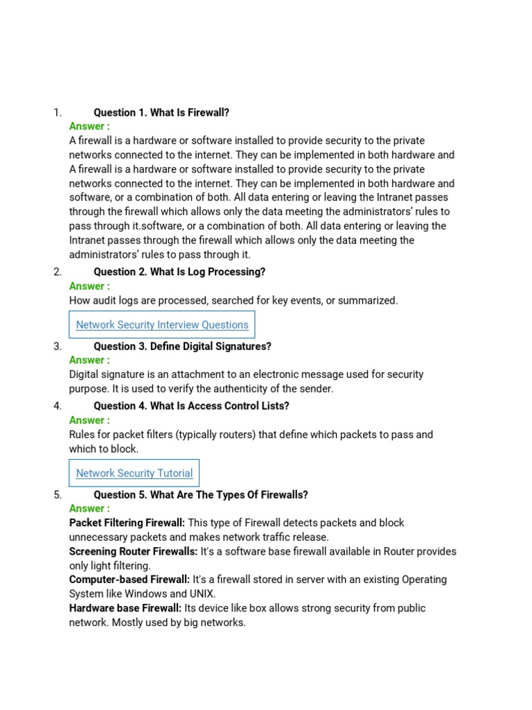 Firewall Questions and Answers | PDF | Firewall (Computing) | Computer ...