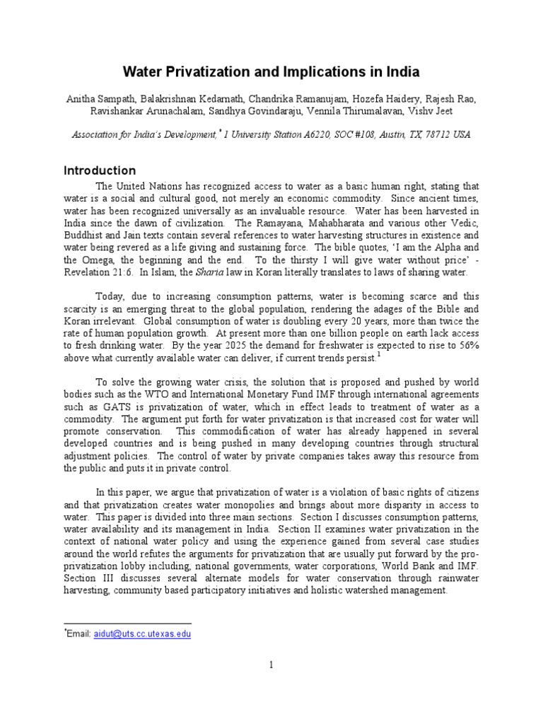 Water Privatization | PDF
