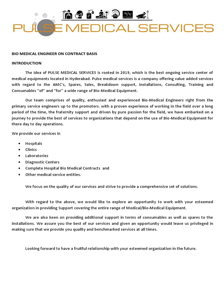 Bio Medical Engineer On Contract Basis | PDF | Biomedical Engineering ...