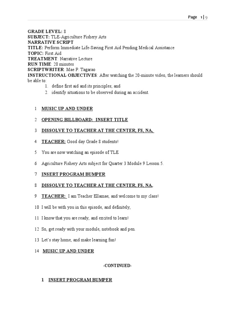 SCRIPT | PDF | First Aid | Cardiopulmonary Resuscitation