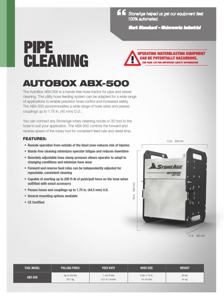 Pipe Cleaning: Autobox Abx-500 | PDF | Pipe (Fluid Conveyance ...