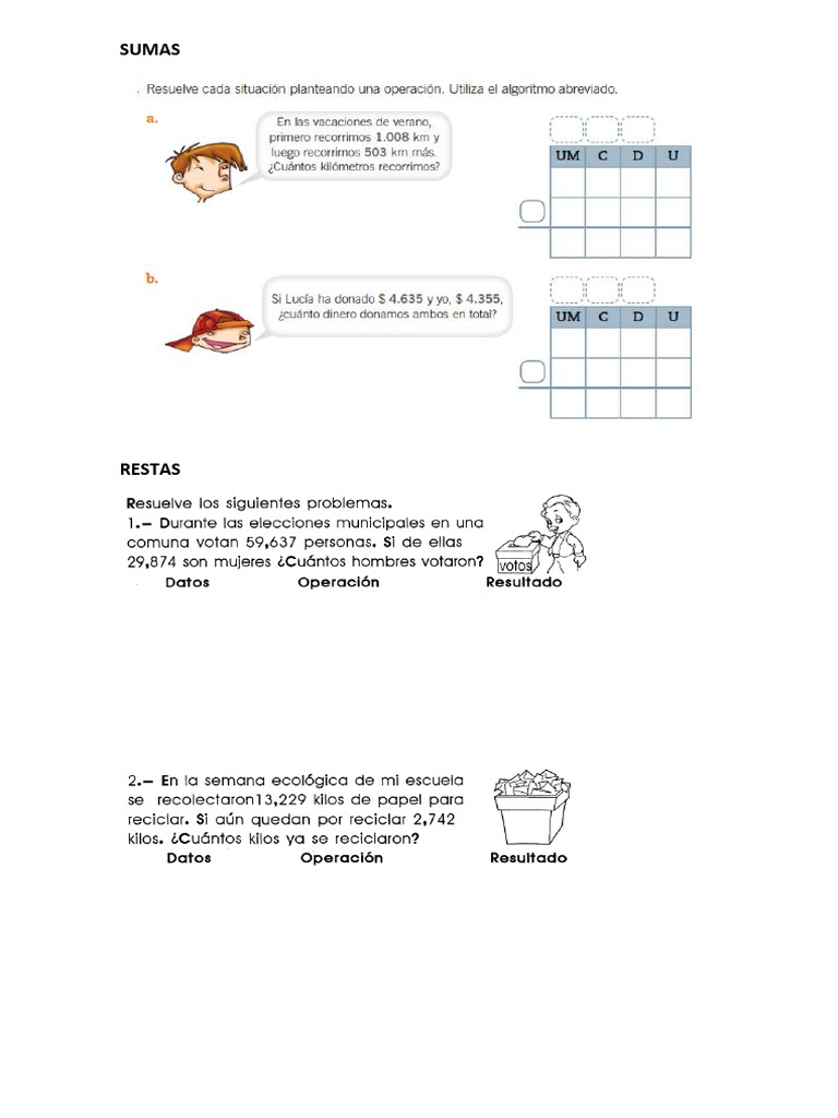 Ejercicios Razonamiento Suma Resta Mult Div | PDF
