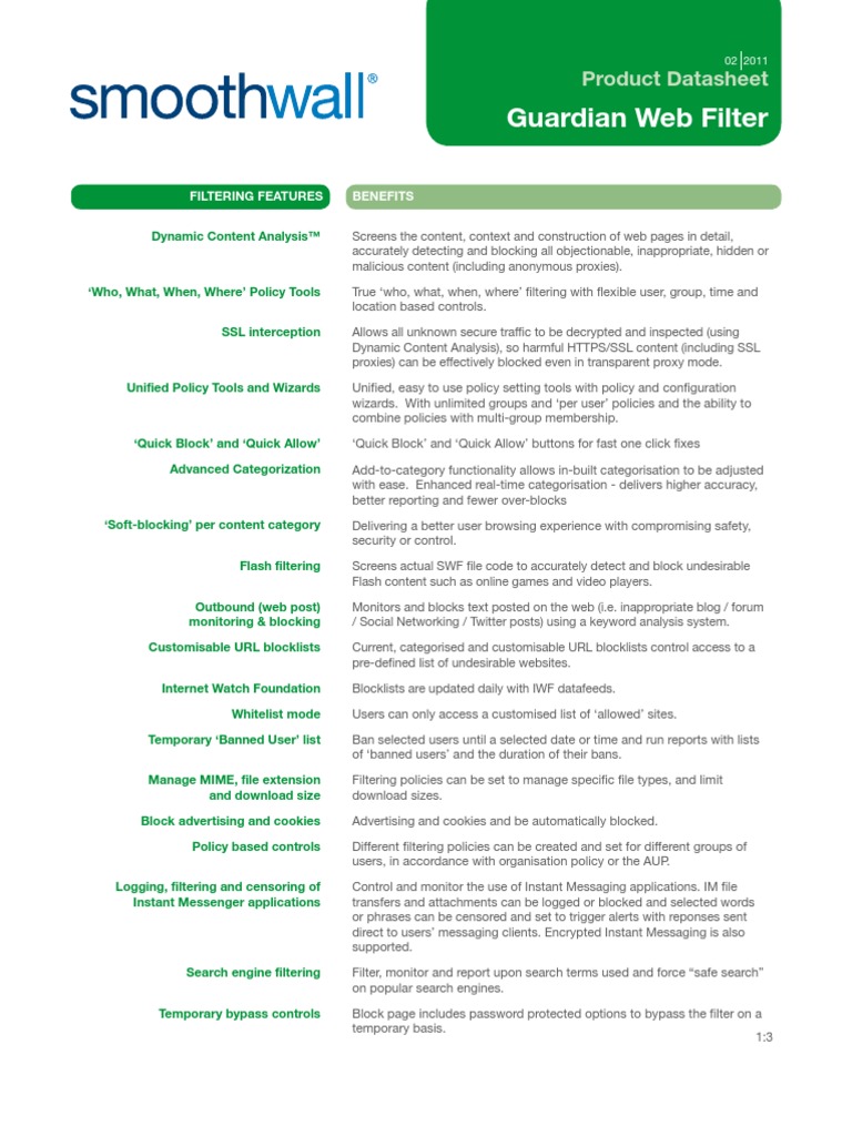 Smoothwall Guardian Web Filter Datasheet | PDF | Proxy Server | Instant ...