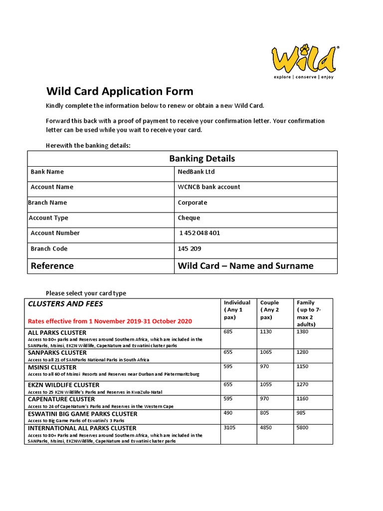 Wild Card Application Form 1 November 2019 31 October 2020 1 | PDF ...
