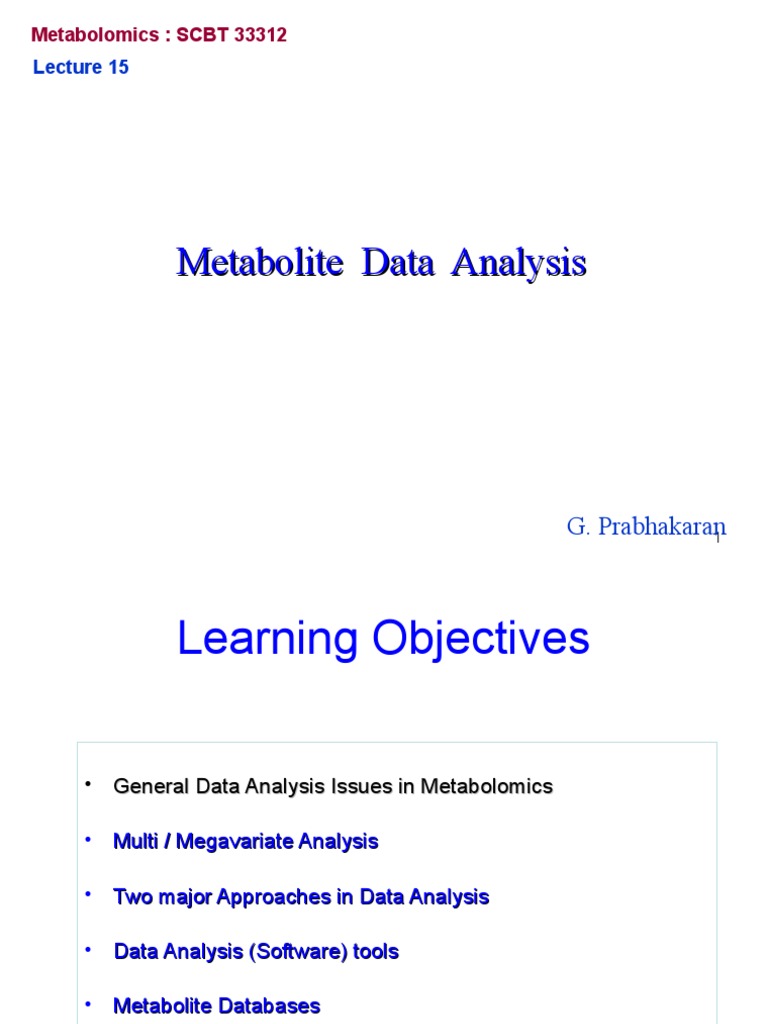 Lecture 15 - Metabolite Data Analysis March 18 Taken | Download Free ...