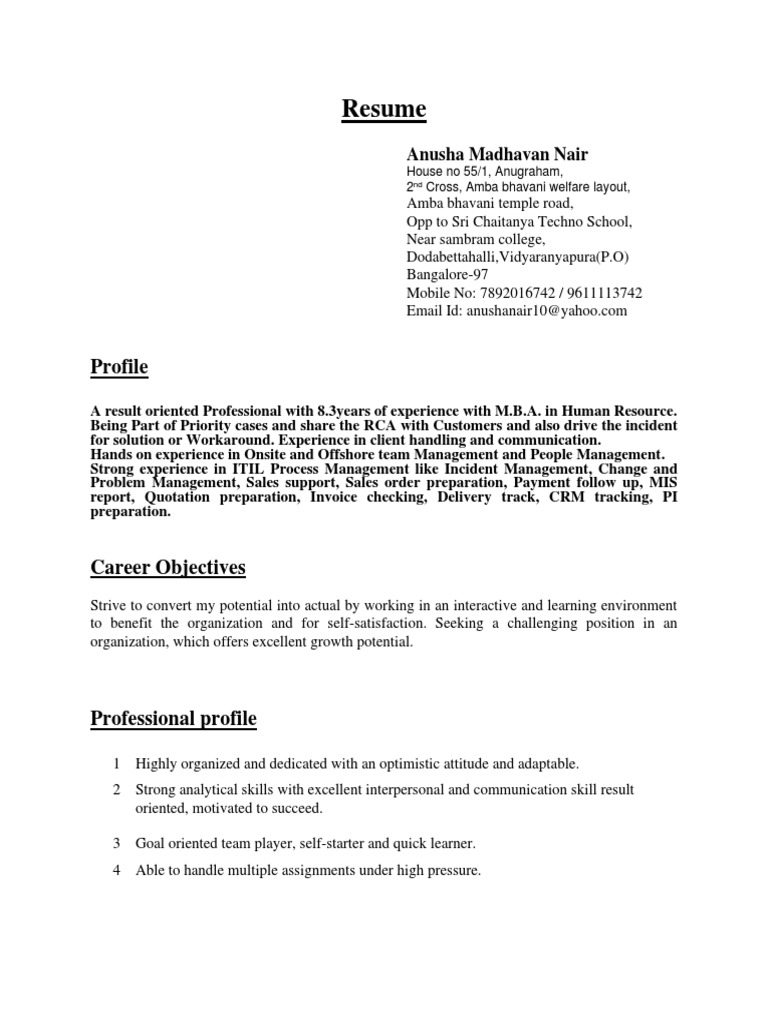 Anusha Resume | PDF | Sales | Business