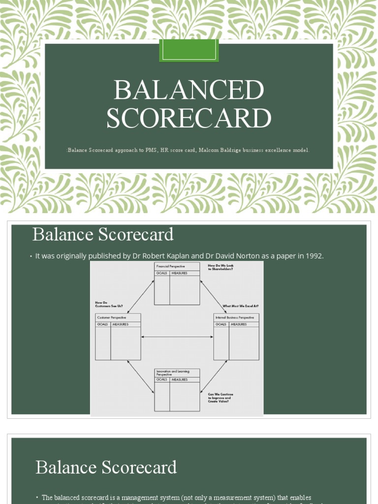 Balanced Scorecard::Balance Scorecard Approach To PMS, HR Score Card ...