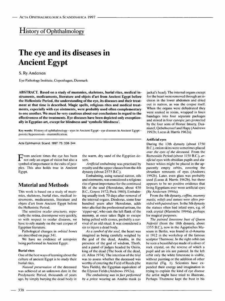 The Eye and Its Diseases in Ancient Egypt | PDF | Ancient Egypt | Horus