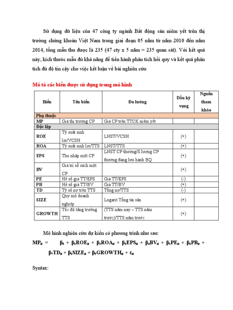 (123doc) Huong Dan Chay Mo Hinh Ols Fem Rem Tren Stata Lam Luan Van Thac Si Kem File Excel Du ...