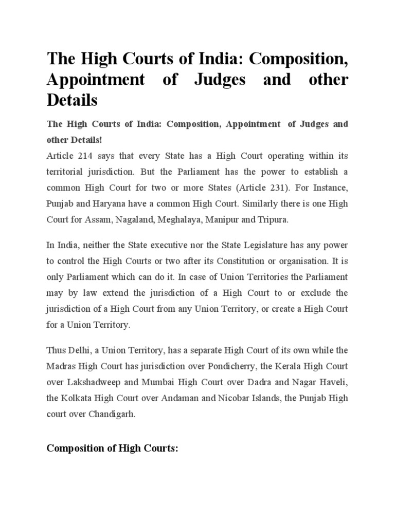 India's High Courts Explained | PDF | Jurisdiction | Judge