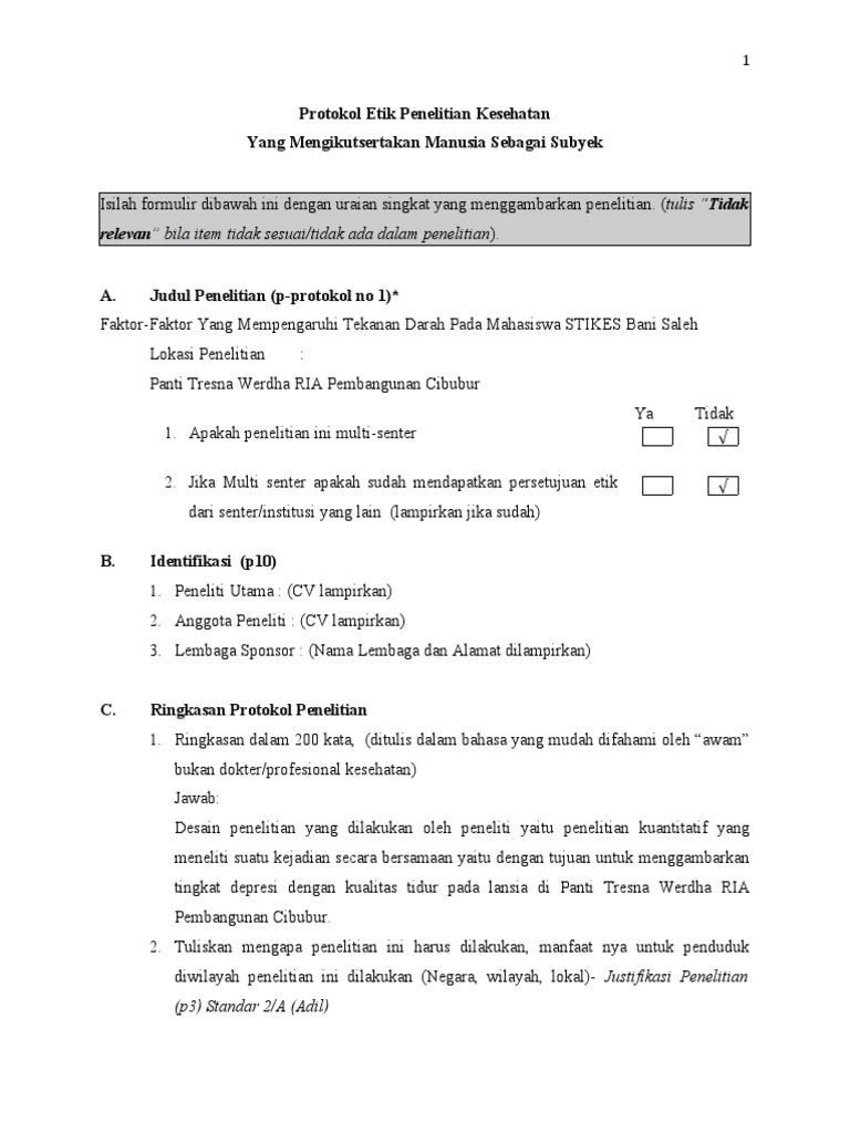 Protokol Etik Penelitian Kesehatan | PDF