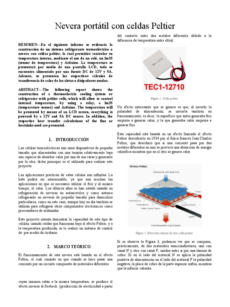 Nevera Con Celdas Peltier | PDF | Fuerza | Química Física