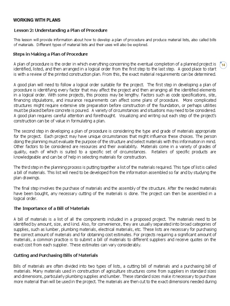 L2 Understanding A Plan of Procedure | PDF | Lumber | Screw