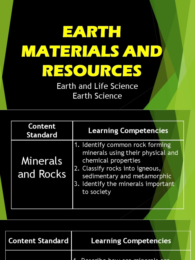 Earth S Materials and Resources-1 | PDF | Clastic Rock | Igneous Rock