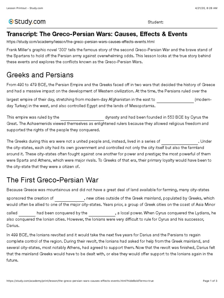 Greco-Persian War Transcript | PDF | Greco Persian Wars | Achaemenid Empire
