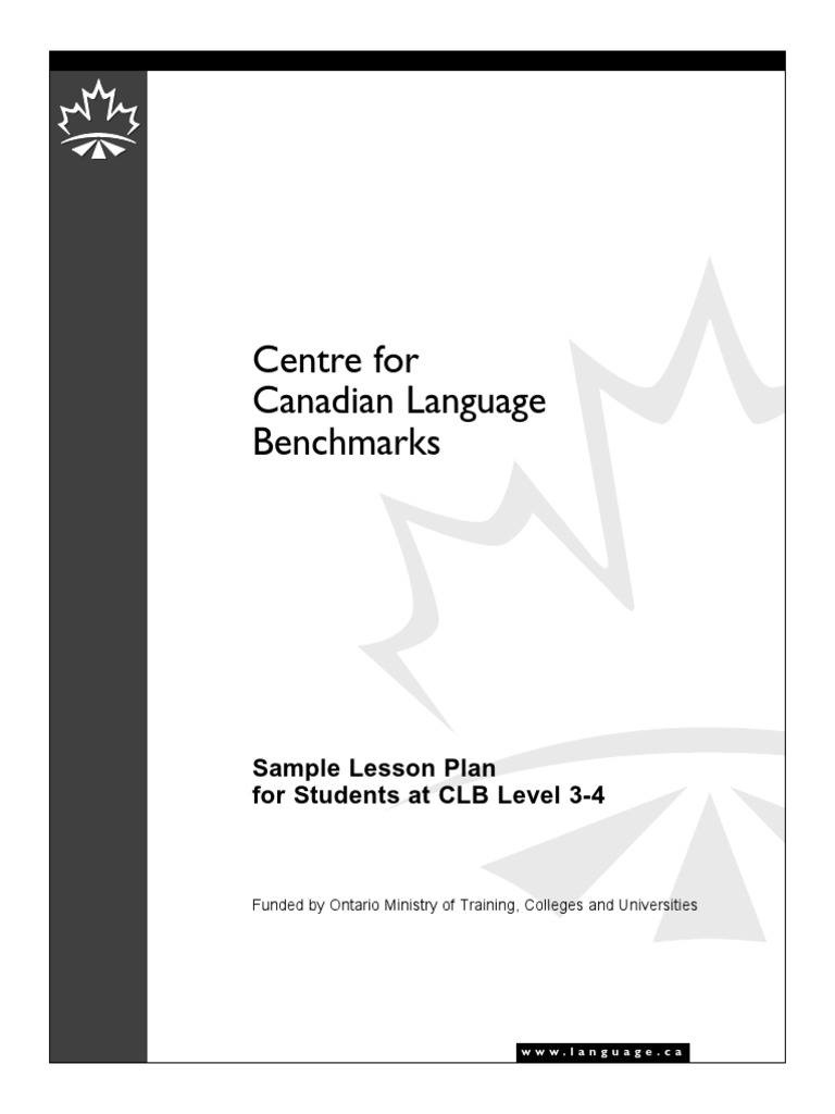 CLB Level 3-4 Sample Lesson Plan | PDF | Applied Linguistics | Cognition