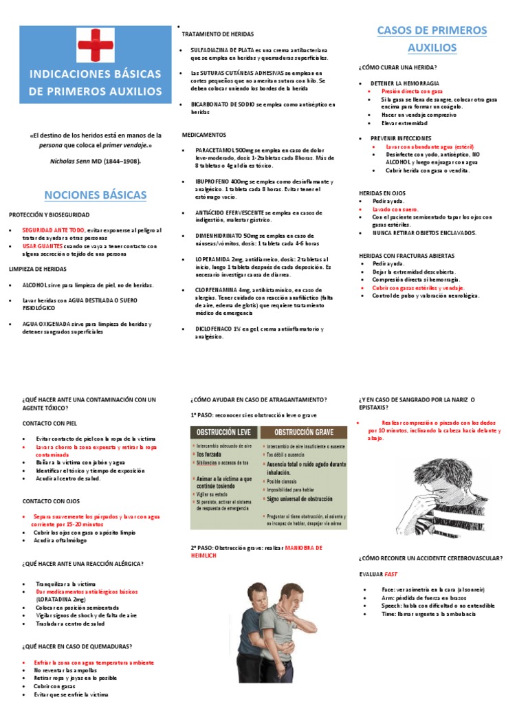 Triptico Primeros Auxilios | PDF | Herida | Alergia