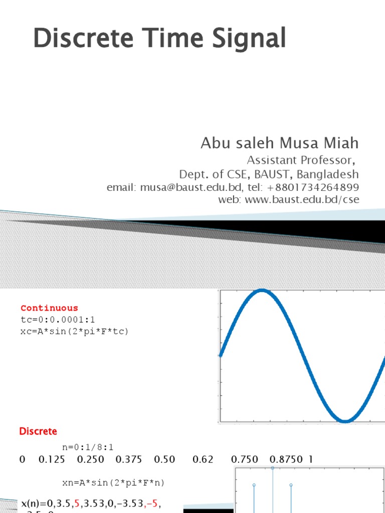 Slide 2 Discrete Time Signals | PDF | Discrete Time And Continuous Time ...