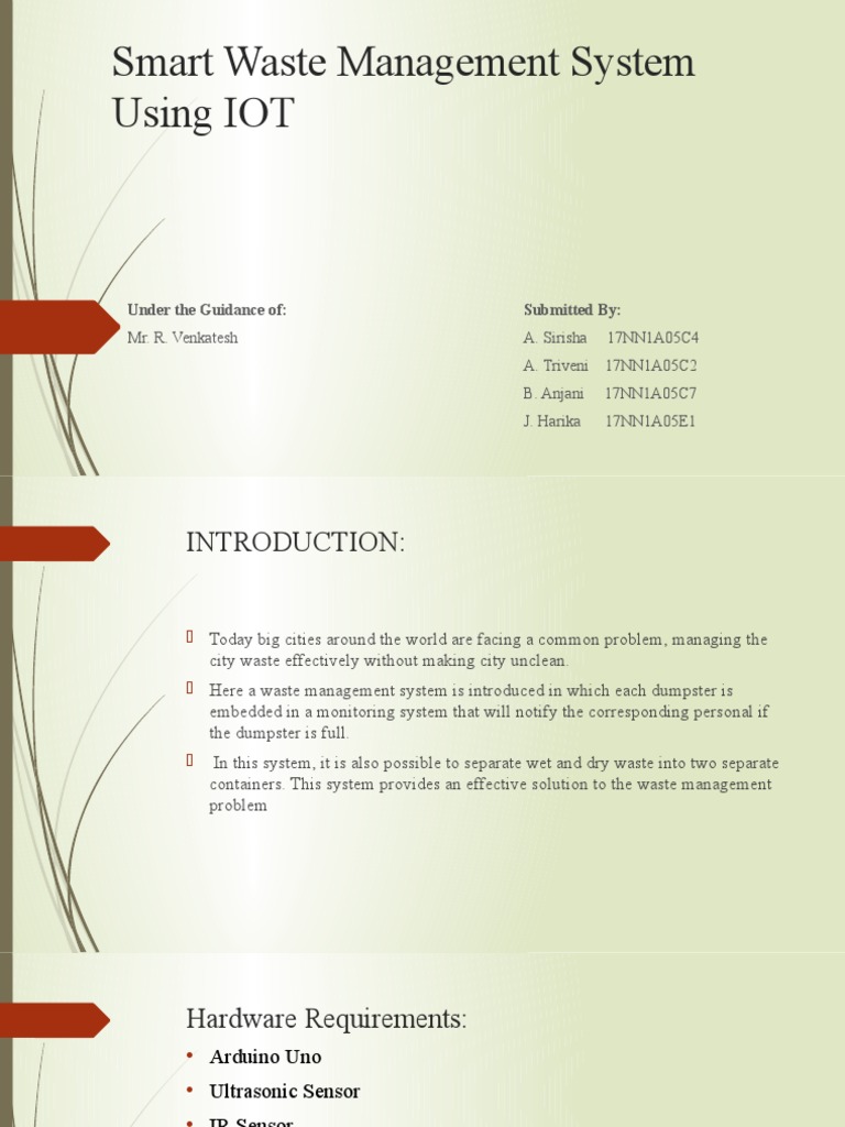 Smart Waste Management System Using IOT | PDF | Home & Garden | Computers