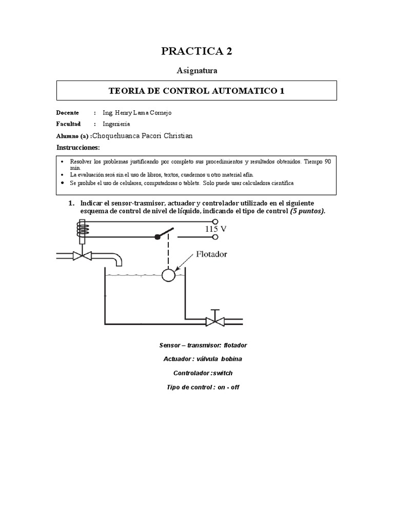 Practica 2 Teoria de Control Automatico | PDF