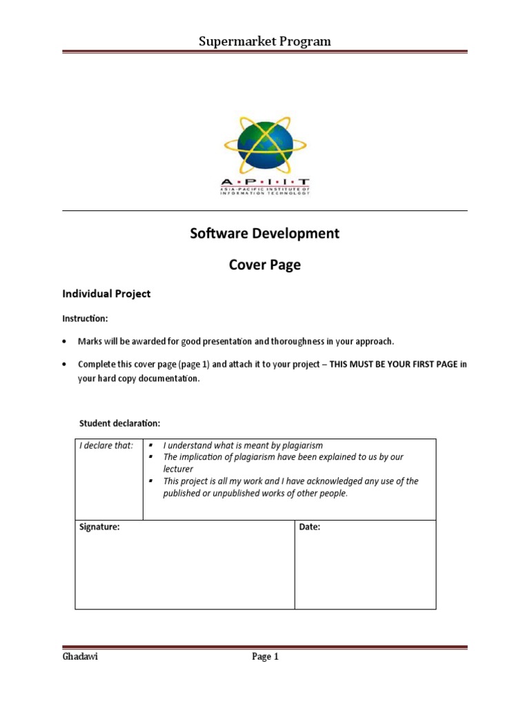 Software Development Cover Page: Supermarket Program | PDF | Software ...