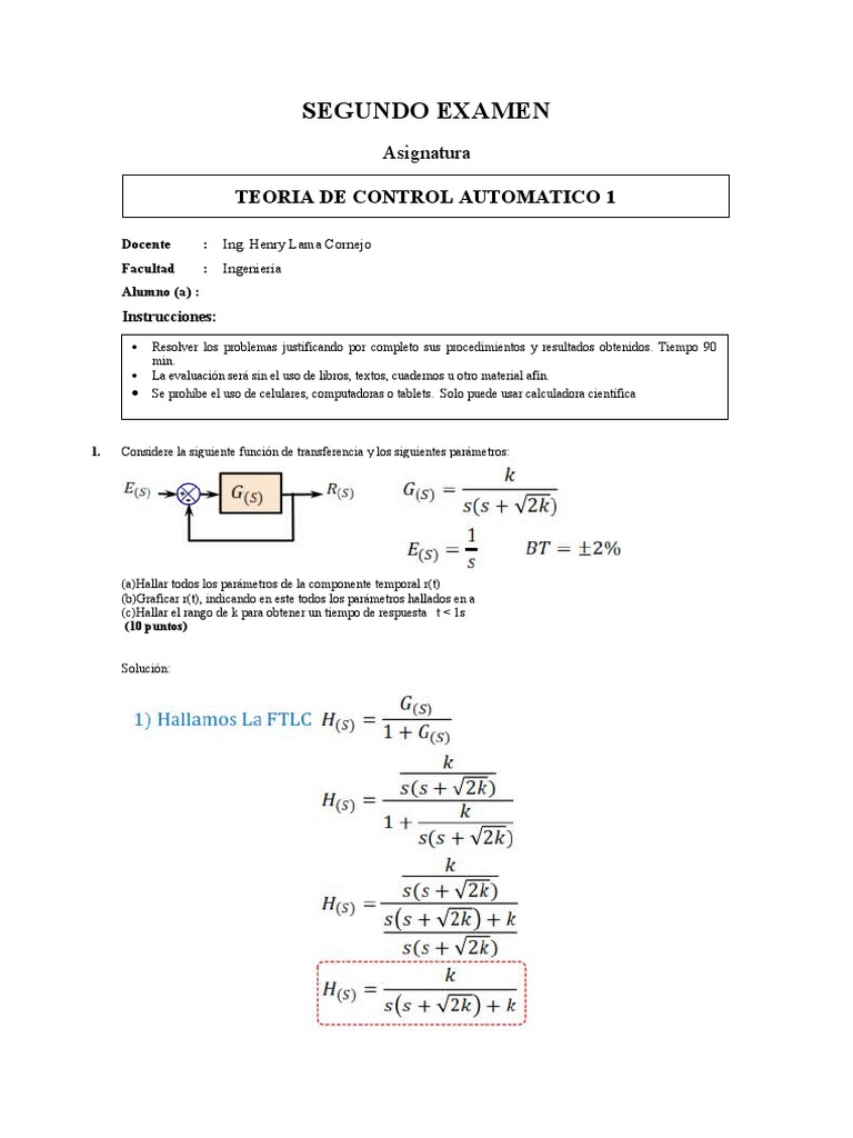 Solucion de Practica de Control Automatico | PDF