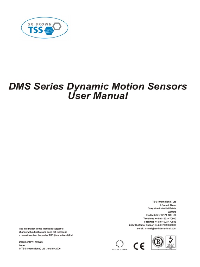 DMS Series Dynamic Motion Sensors User Manual: Abcdef | PDF | Screw ...