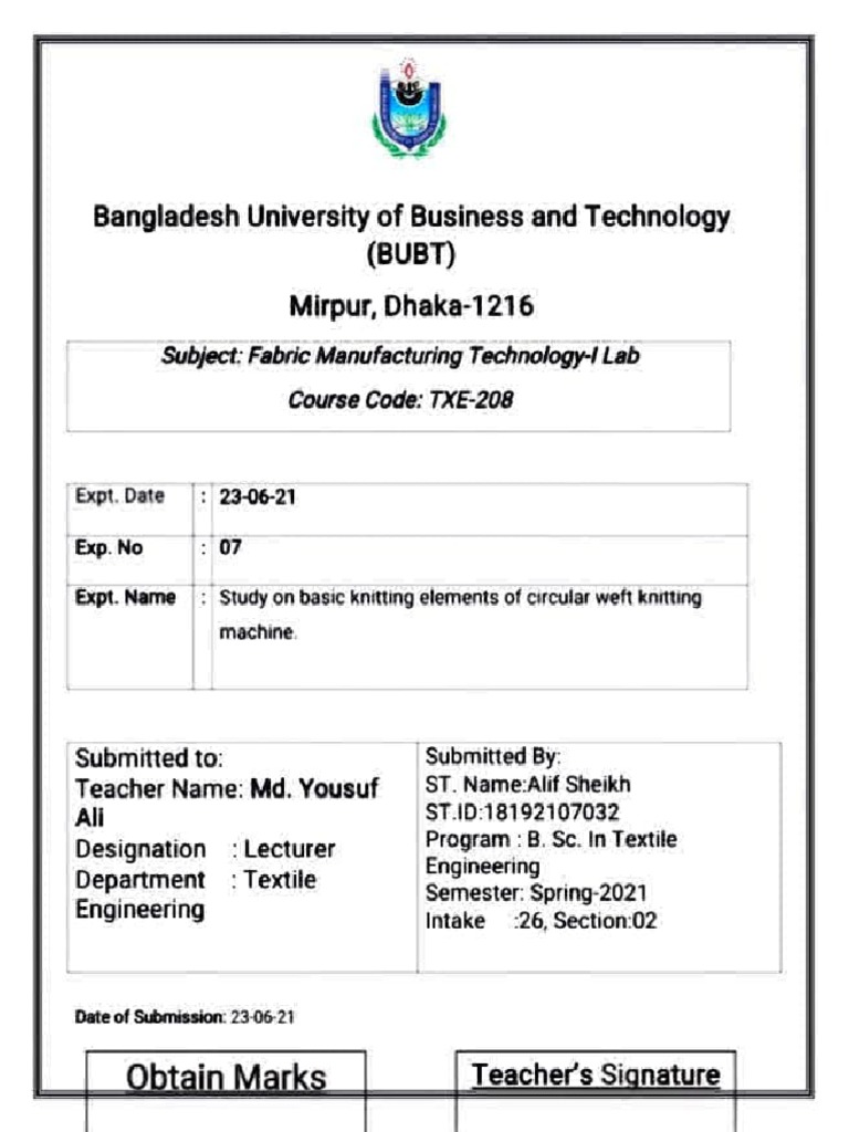 Study On Basic Knitting Elements of Circular Knitting Machine | PDF ...