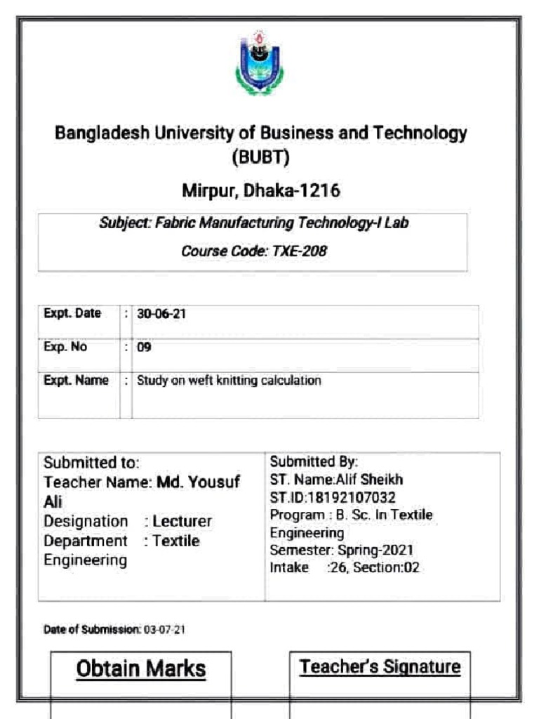 Alif Sheikh I'd-18192107032 Lab-9 | PDF | Length | Materials