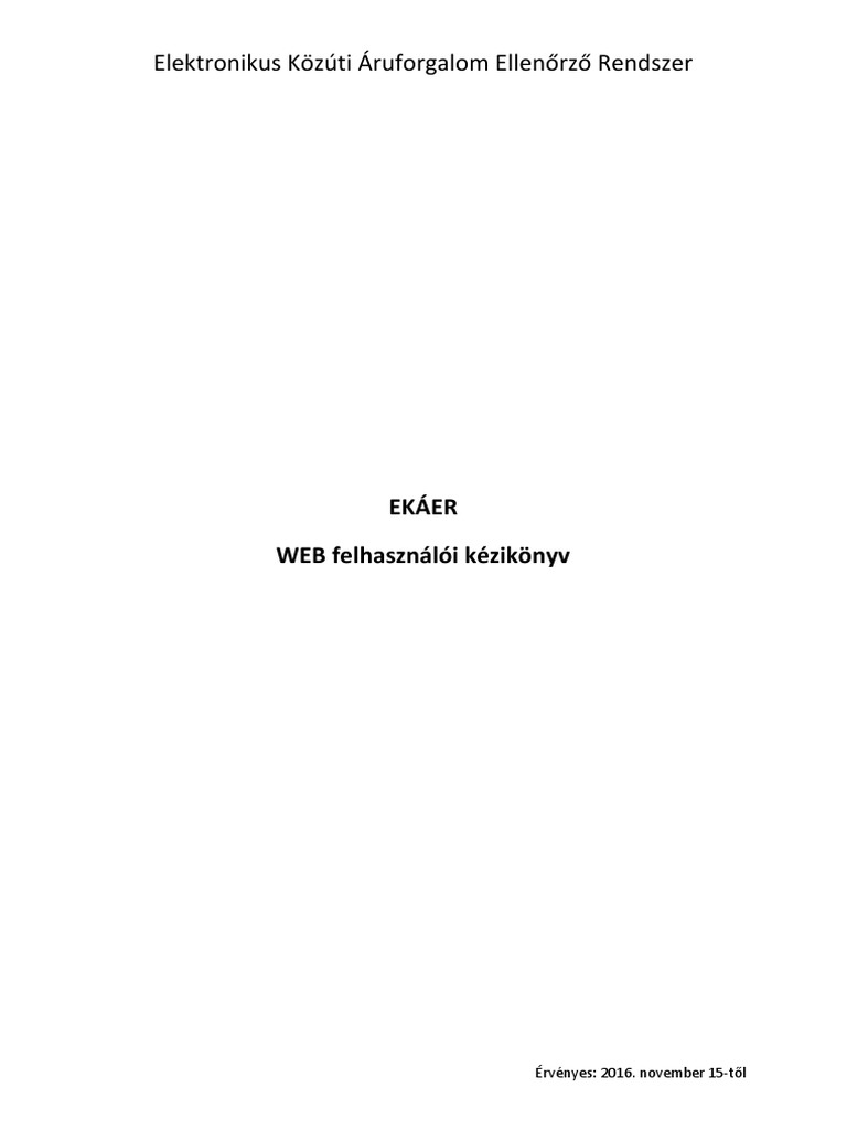 EKAER Felhasználói Kézikönyv - v3 - 1 | PDF