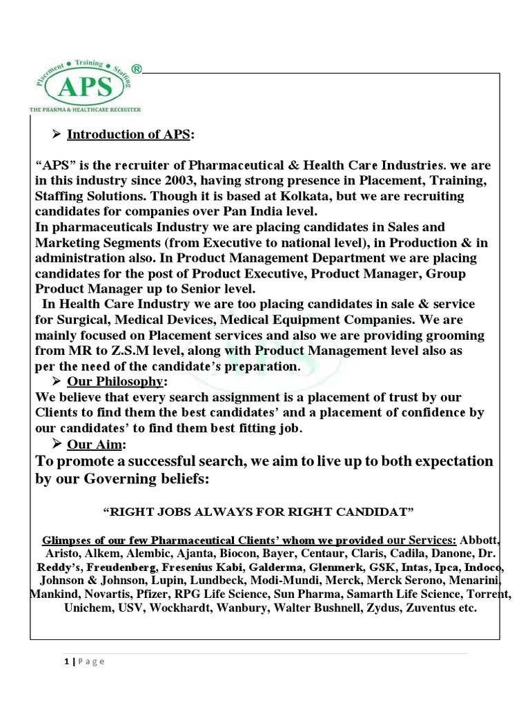 Introduction of - APS | PDF | Pharmaceutical Sciences | Industries