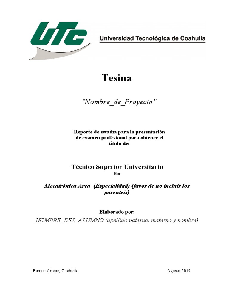 Formato de Tesina Actualizado | PDF | Fabricación e ingeniería | Business