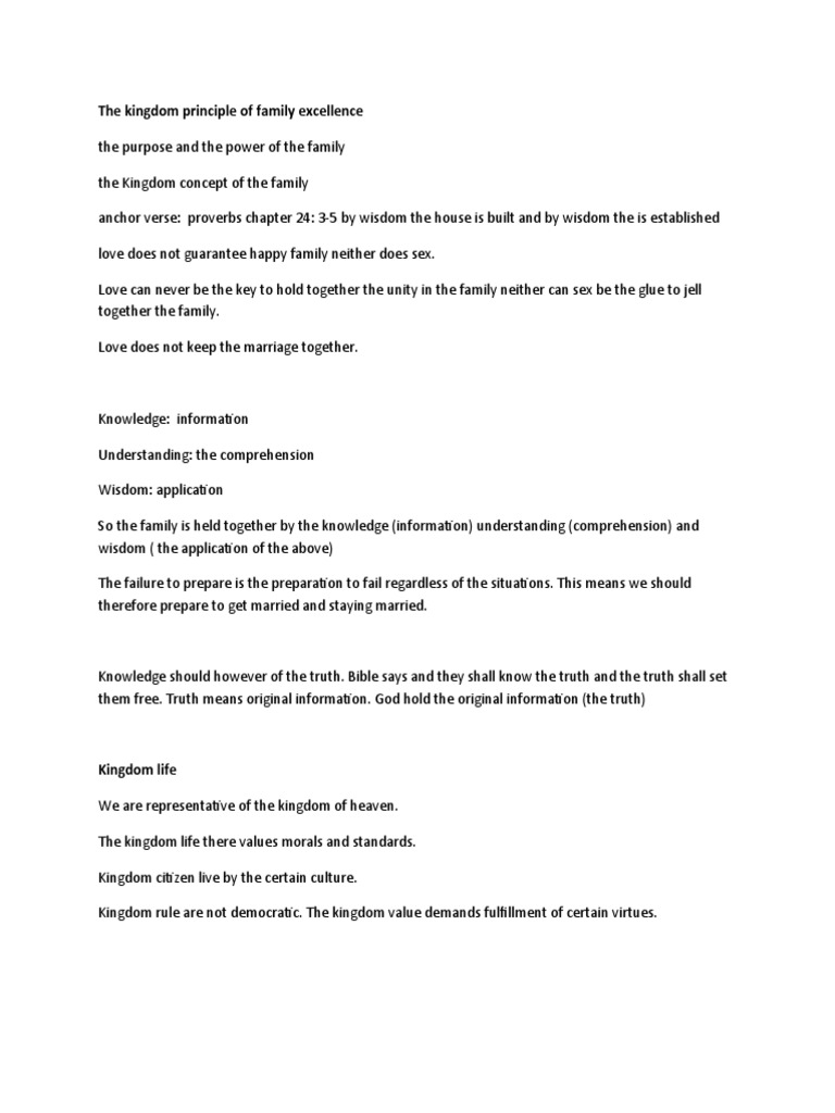 Kingdom Principles for Family Success | PDF | Wisdom | Truth