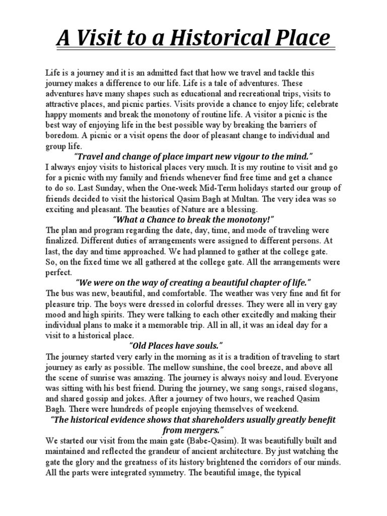 A Visit To Historical Place | PDF