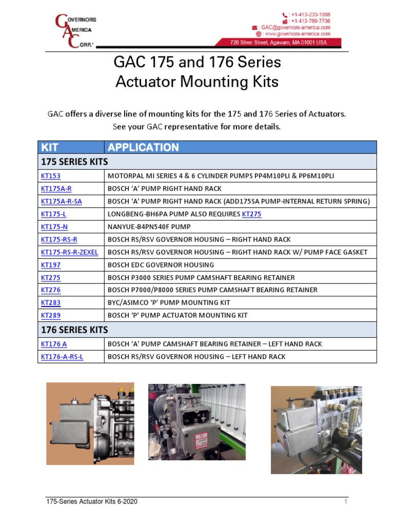 GAC 175 and 176 Series Actuator Mounting Kits: Comprehensive Guide and ...
