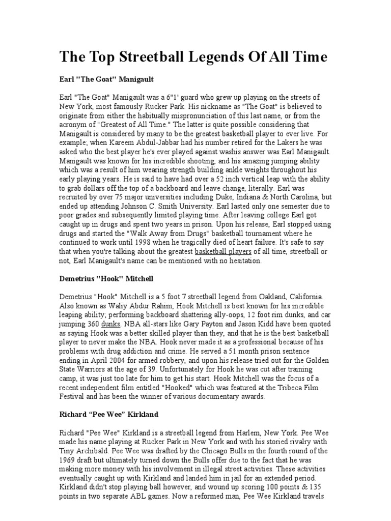 The Top Streetball Legends of All Time | PDF | Ball Games | Basketball ...