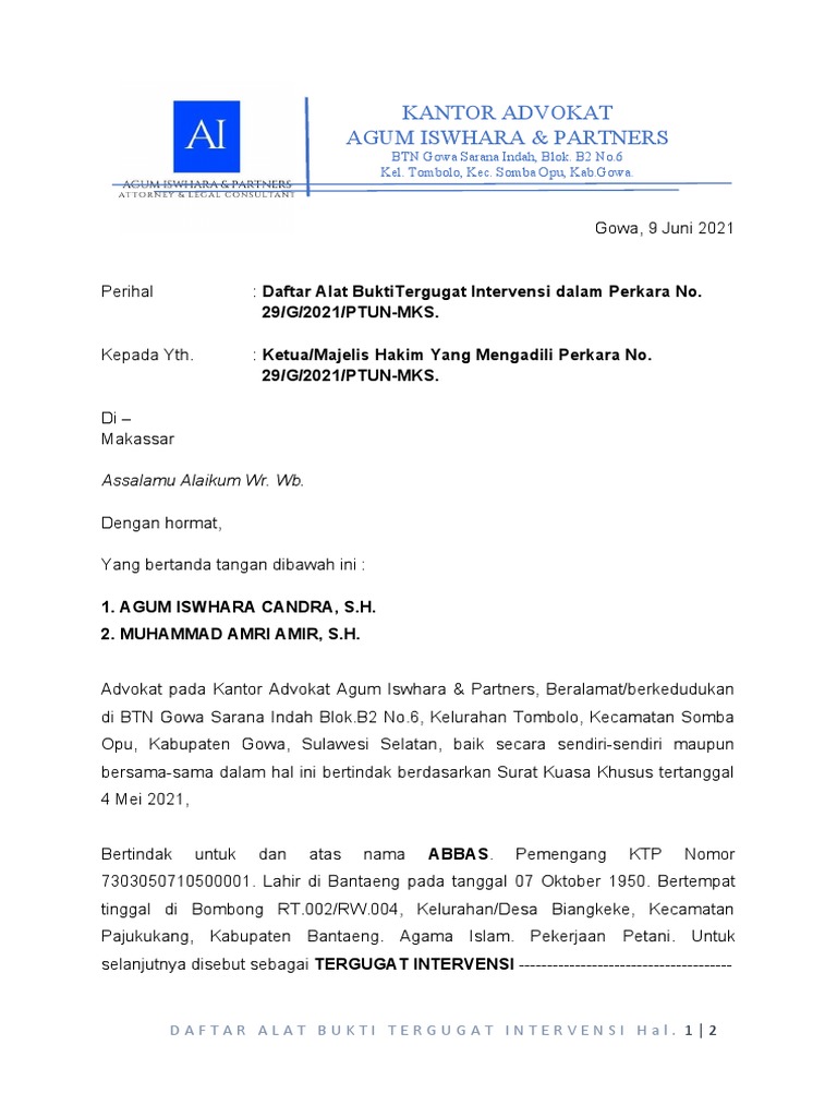 Contoh Daftar Alat Bukti PTUN | PDF