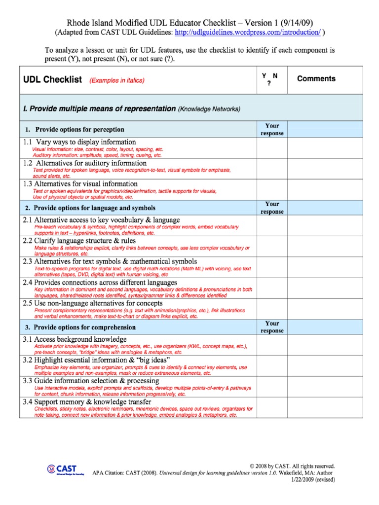 Udl Checklist | PDF