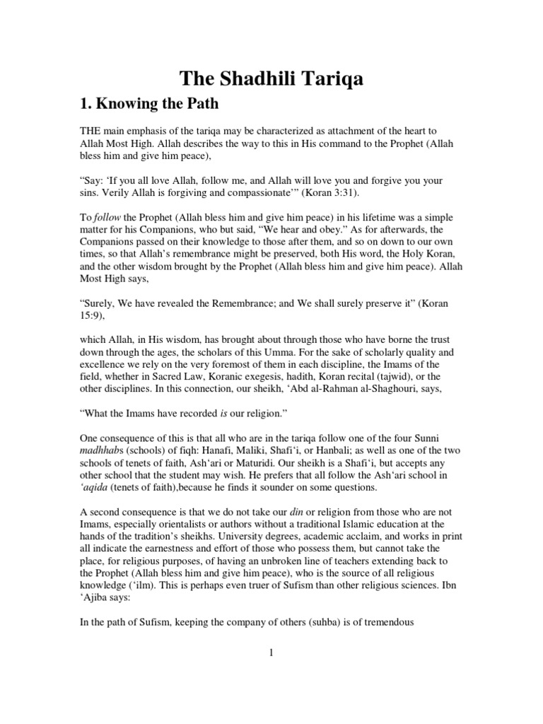 Tariqa Notes | PDF | God In Islam | Prophets And Messengers In Islam