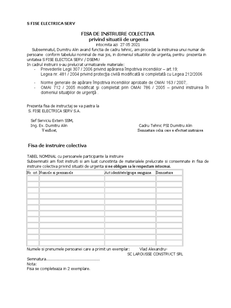 Instruire Colectiva Su SUBCANTRACTANTI | PDF