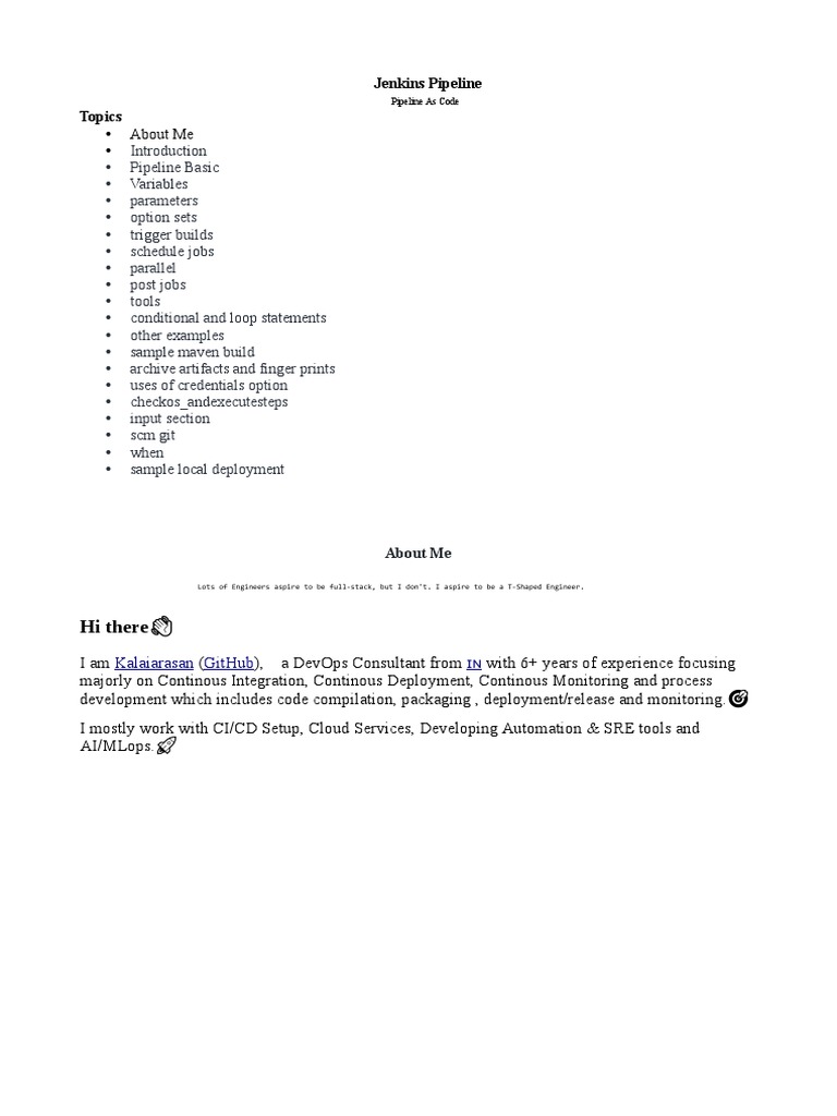 Jenkins Pipeline Concepts | PDF | Version Control | Variable (Computer Science)